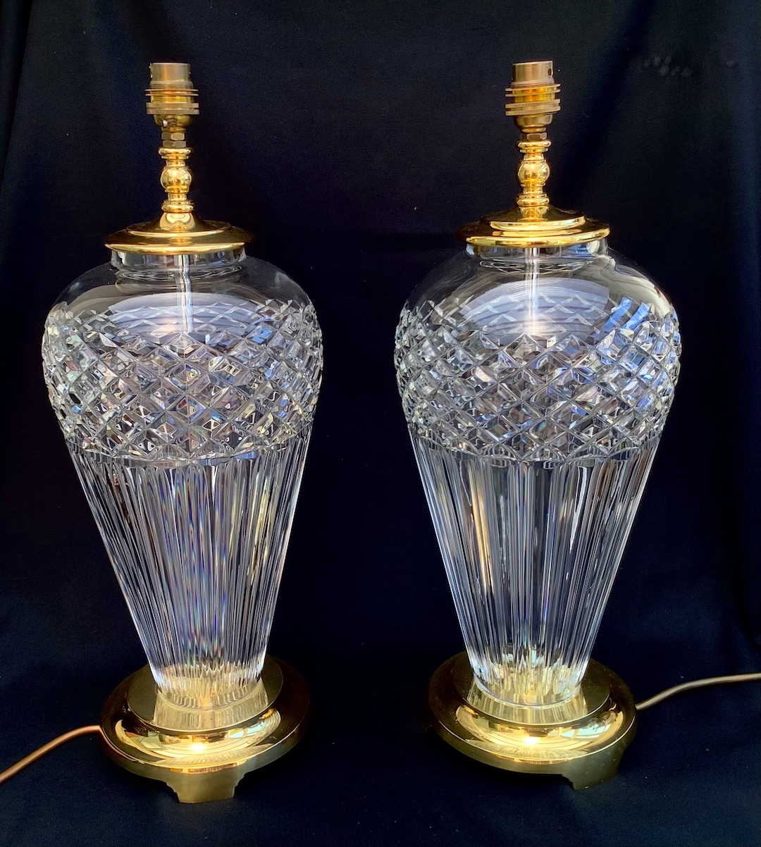 Pair of Large Waterford Crystal Belline Table Lamps. 48cm - Etsy