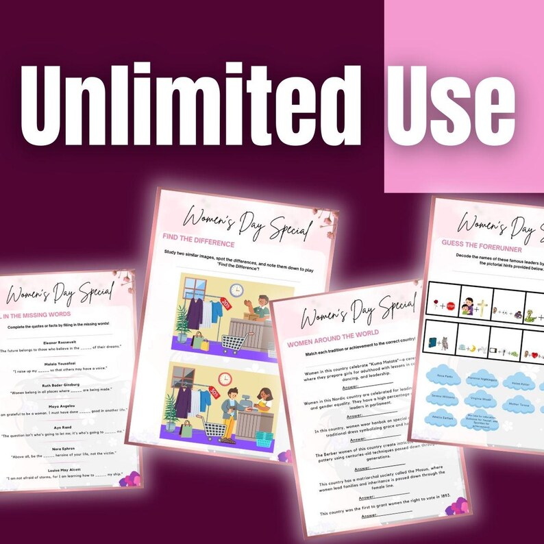 Women's Day Printable Game Collection - Etsy