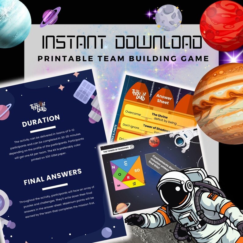Space Escape Game Office Printable Space Activity Workplace Team Game ...