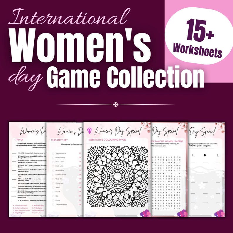 Women's Day Printable Game Collection - Etsy