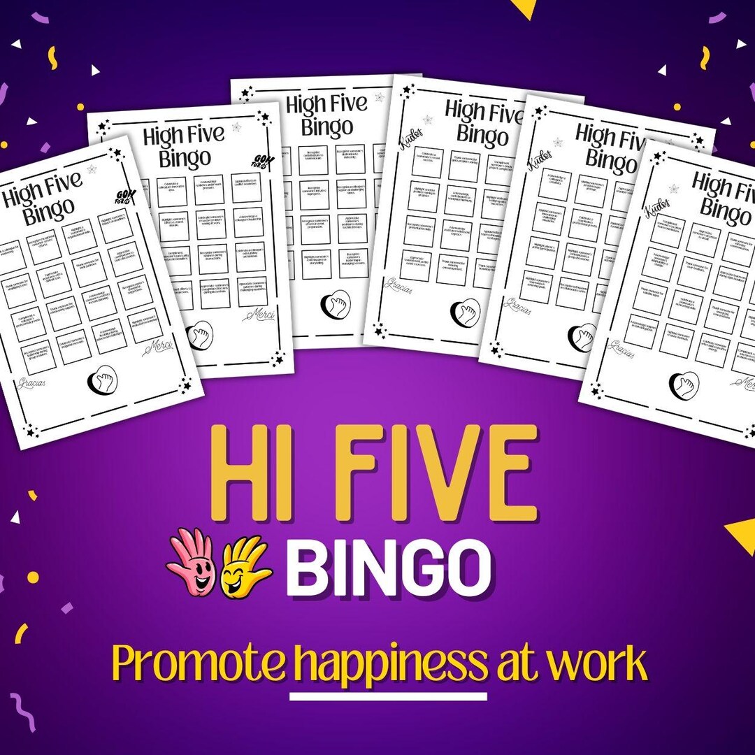 High Five Bingo | Wellness Bingo Game | Office Fun Games | Happiness ...