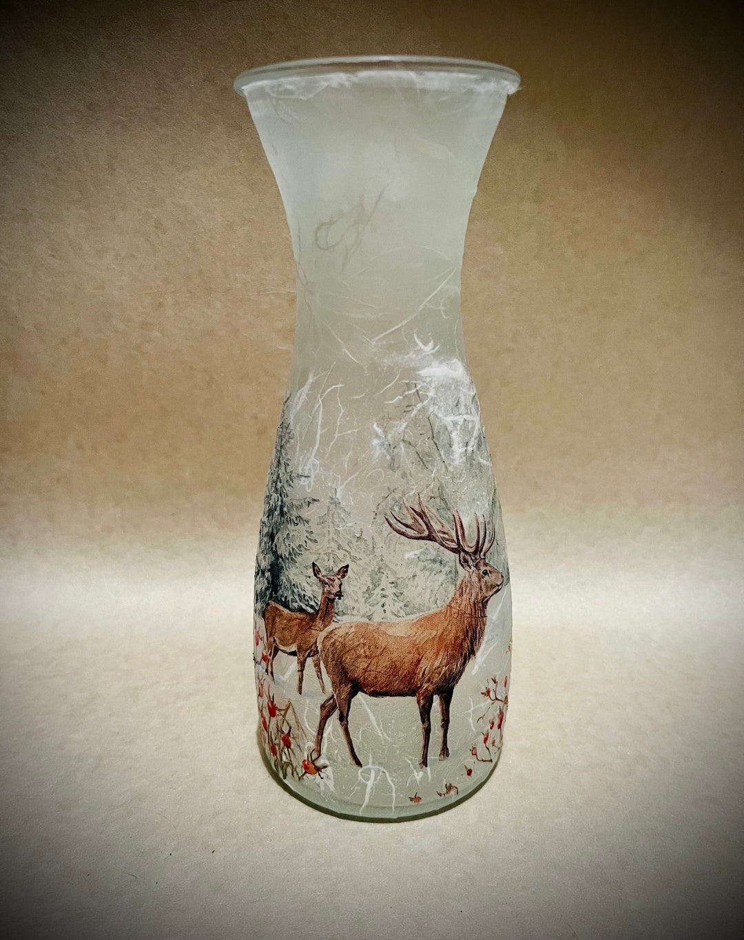 Stag and Doe Vase, Decoupage Gifts, Stag and Deer Home Decoration ...