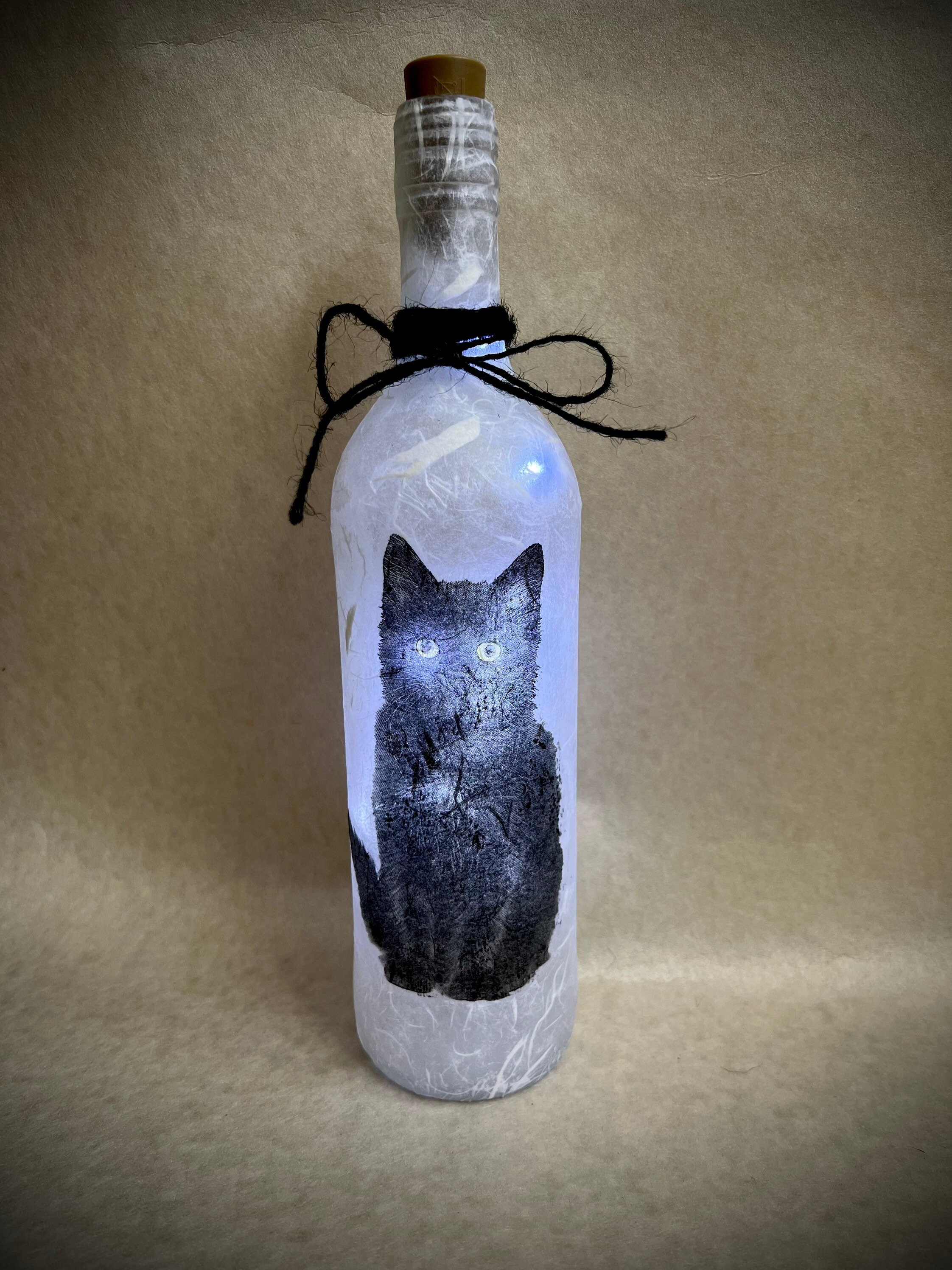 Black Cat Light up Bottle, Black Cat Gifts, Kitten Gift, Night Light ...