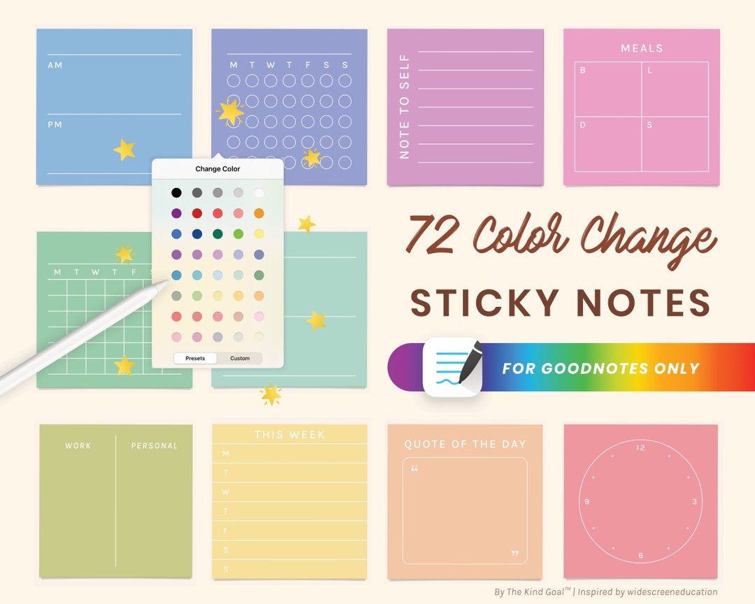 Color Change Digital Sticky Notes Goodnotes Digital Stickers by the ...