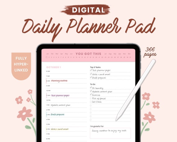 Calendars & Planners Paper Goodnotes Digital Daily Planning Notepad ...