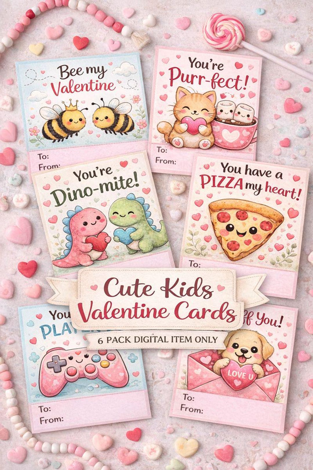 Kids Valentine Cards | Classroom Valentines (PDF File) - Etsy