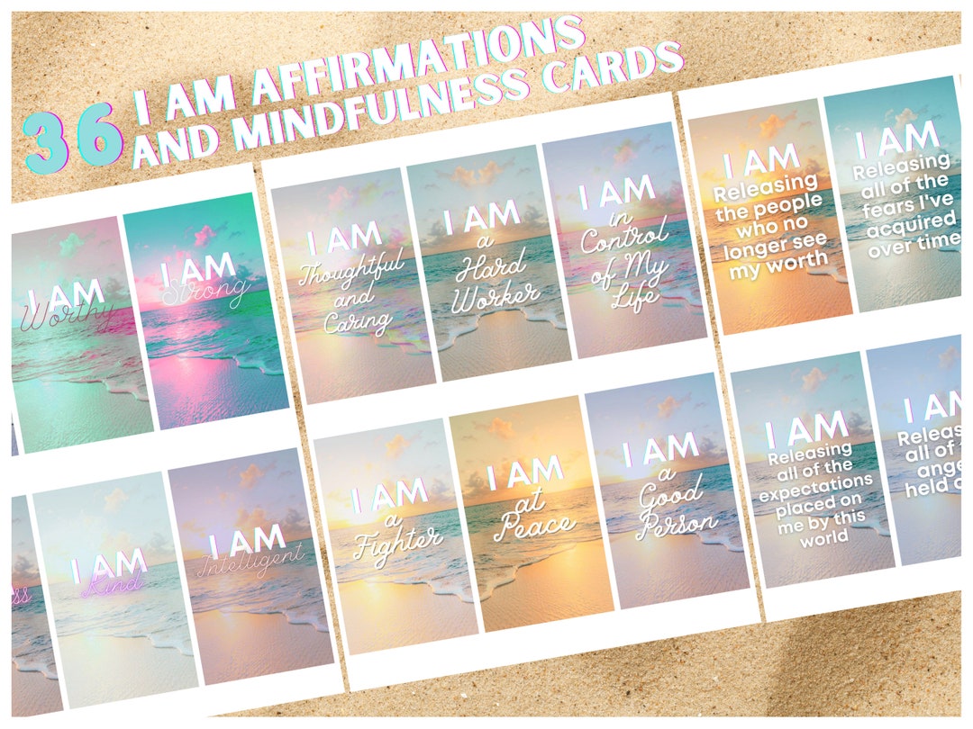 Daily Affirmation Cards for Self-esteem, Mindfulness Cards, - Etsy