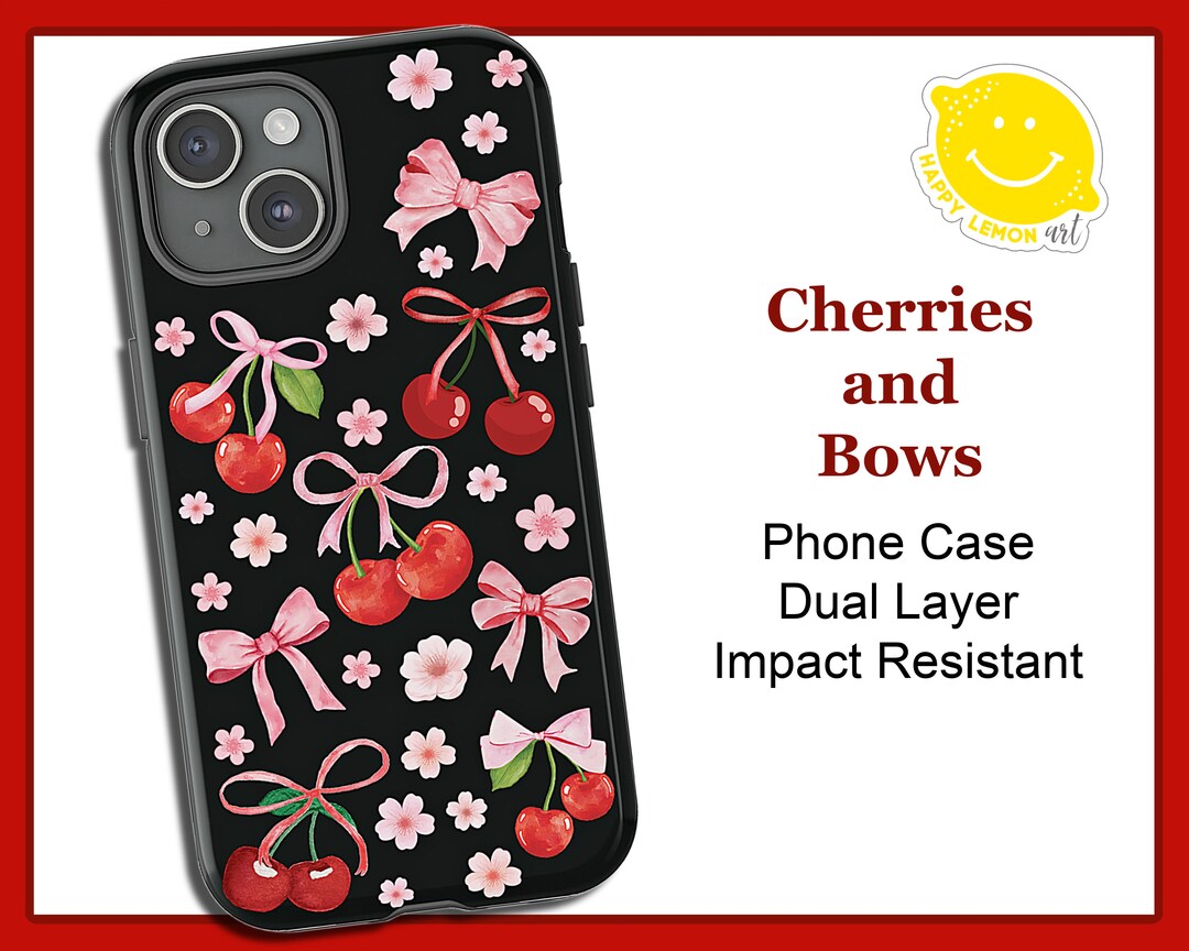 Copy of Coquette Bows and Cherry Phone Case, Aesthetic Phone Case, Dual ...