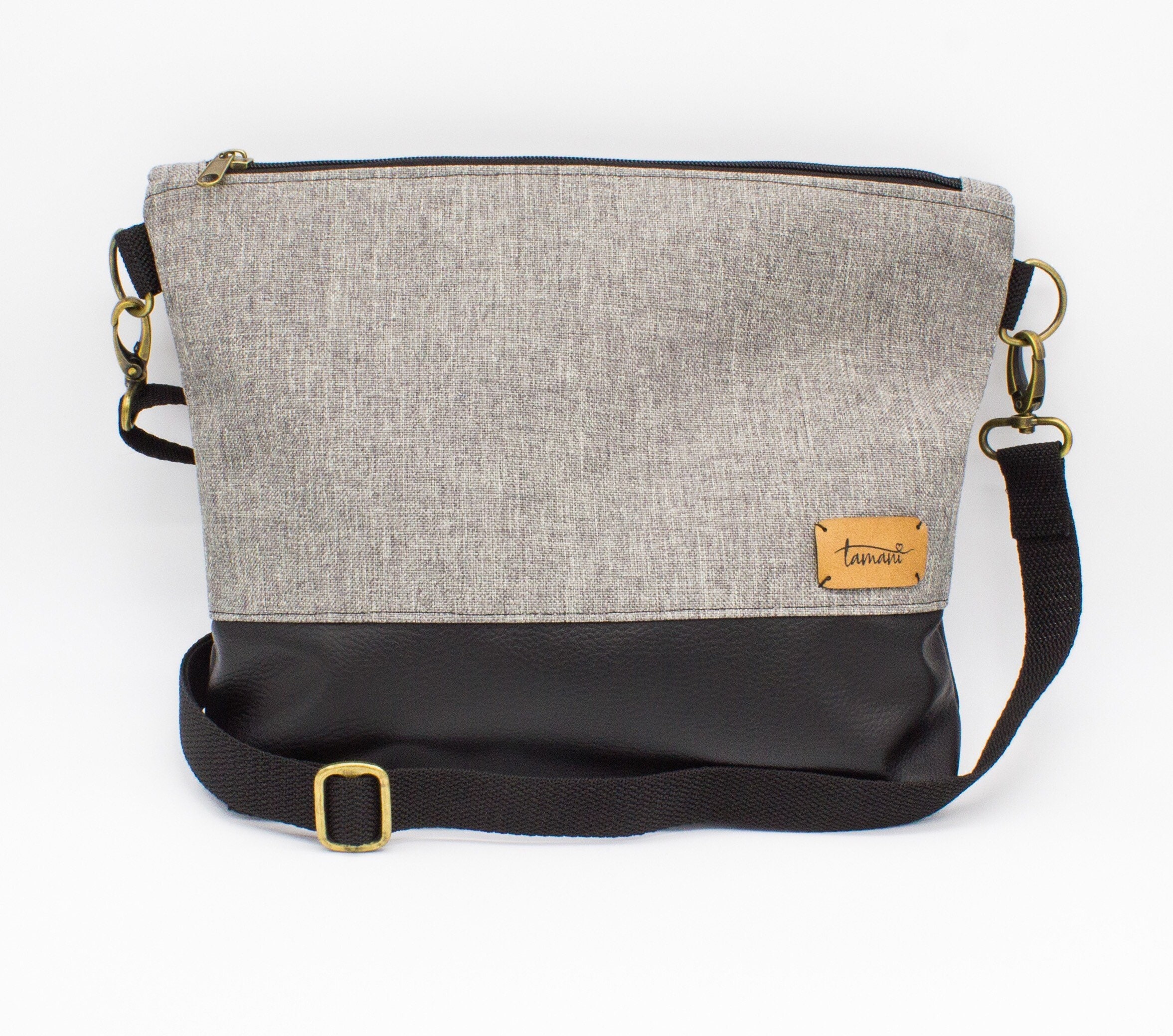 Handbag With Zipped Inner Pocket / With Black Faux Leather - Etsy UK