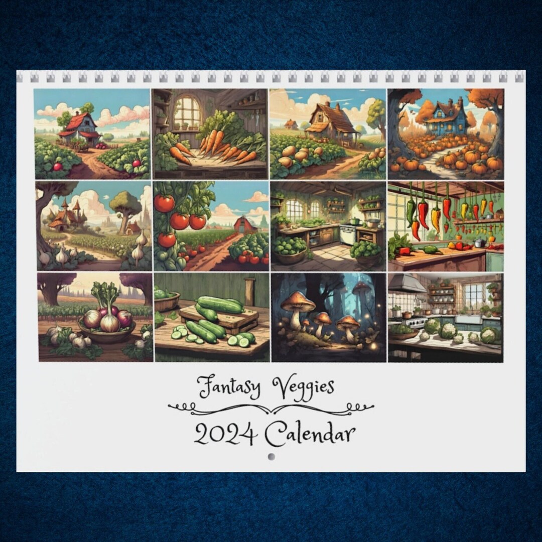 2024 Calendar, Wall Veggies Woodland Monthly Calendar Cottagecore ...