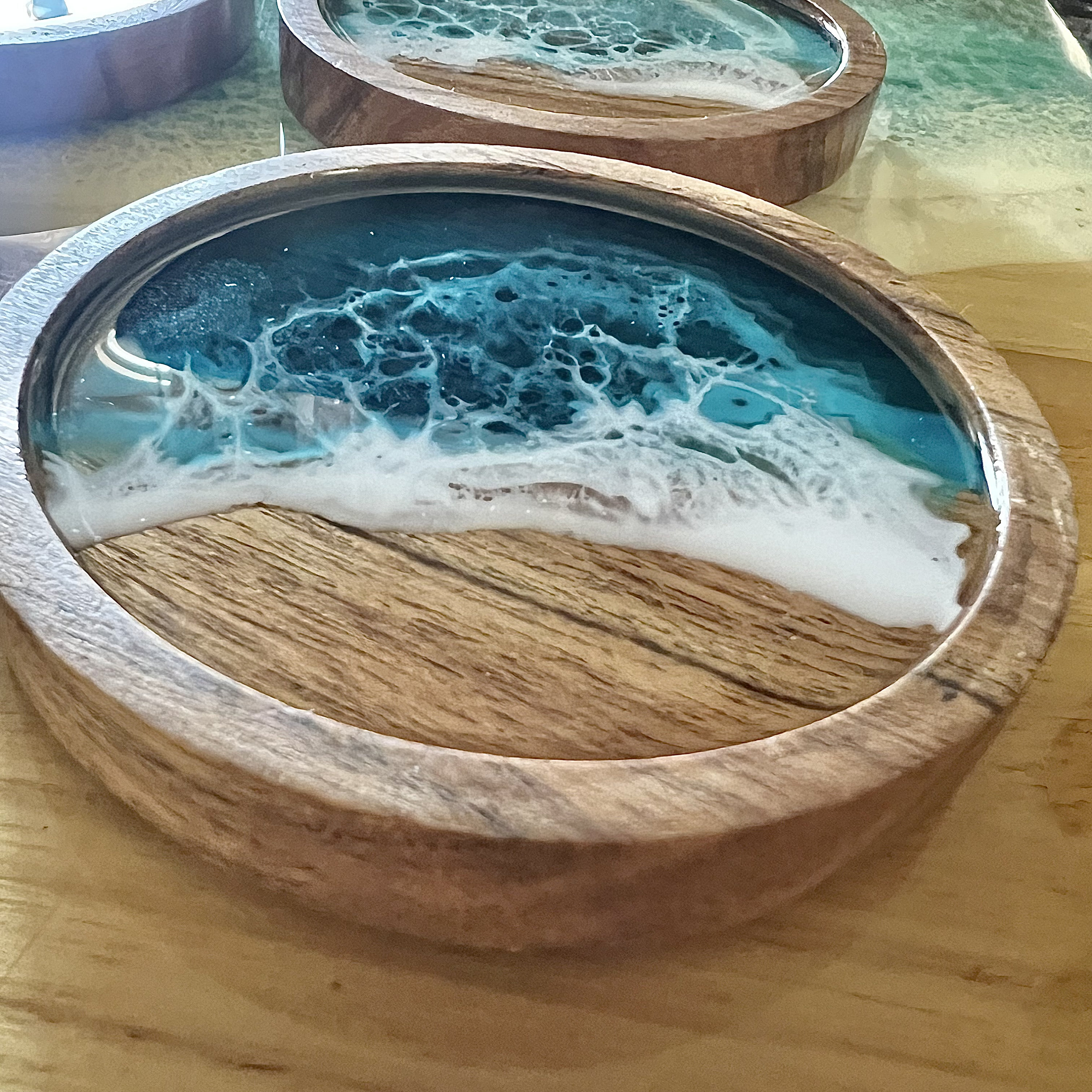 Beach House, Acacia Wood Coasters, Sea, Ocean Coasters, Beverage ...