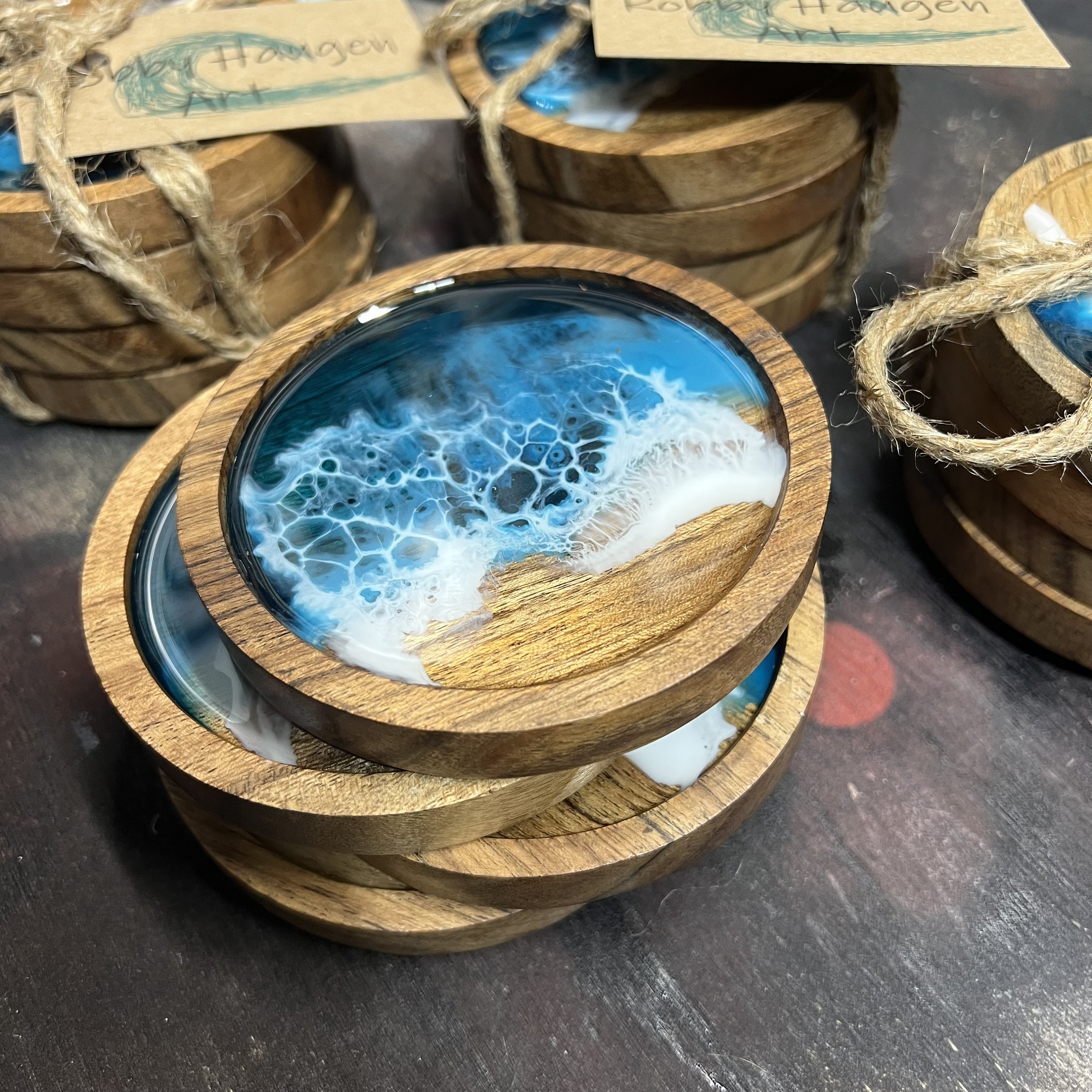 Beach House, Acacia Wood Coasters, Sea, Ocean Coasters, Beverage ...