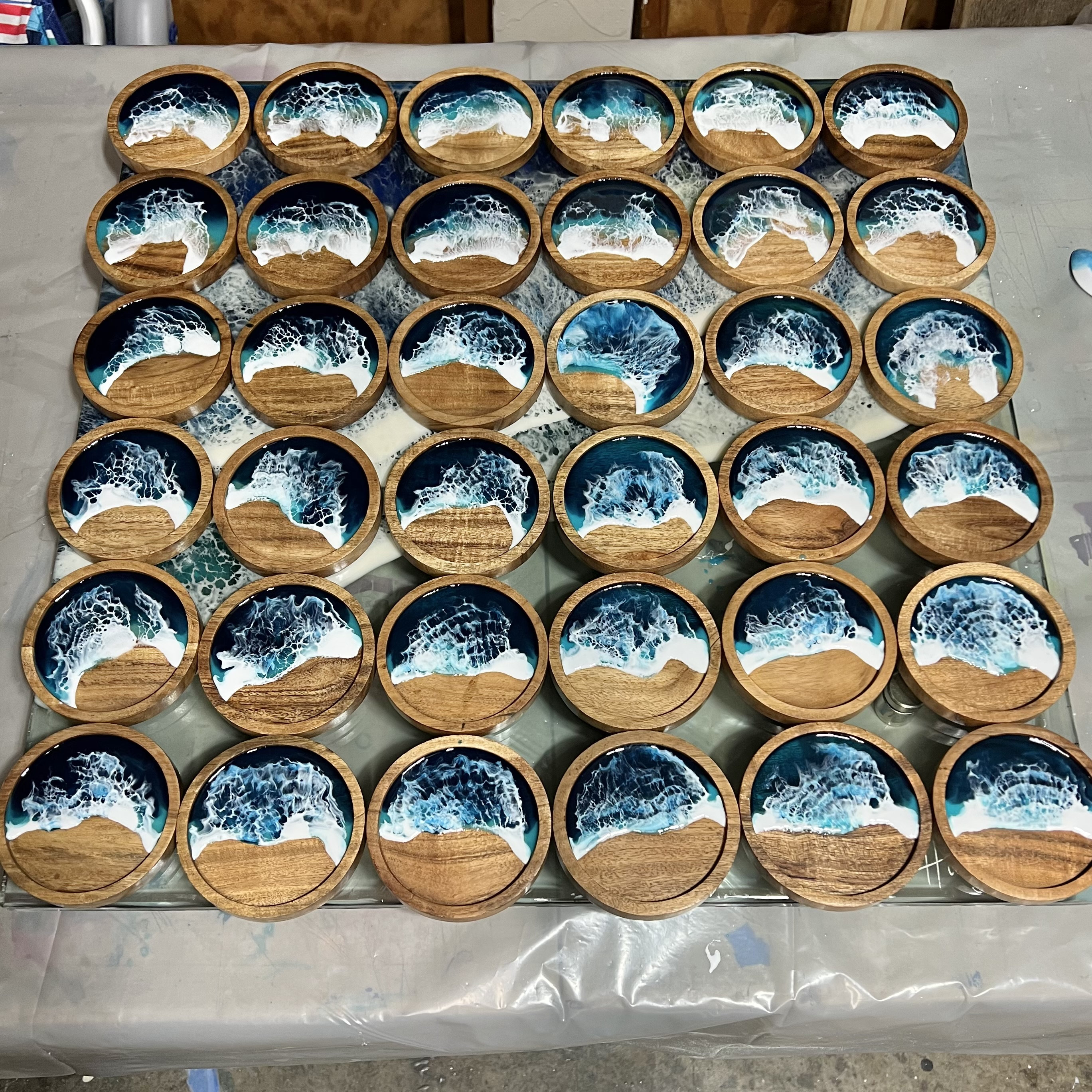 Beach House, Acacia Wood Coasters, Sea, Ocean Coasters, Beverage ...