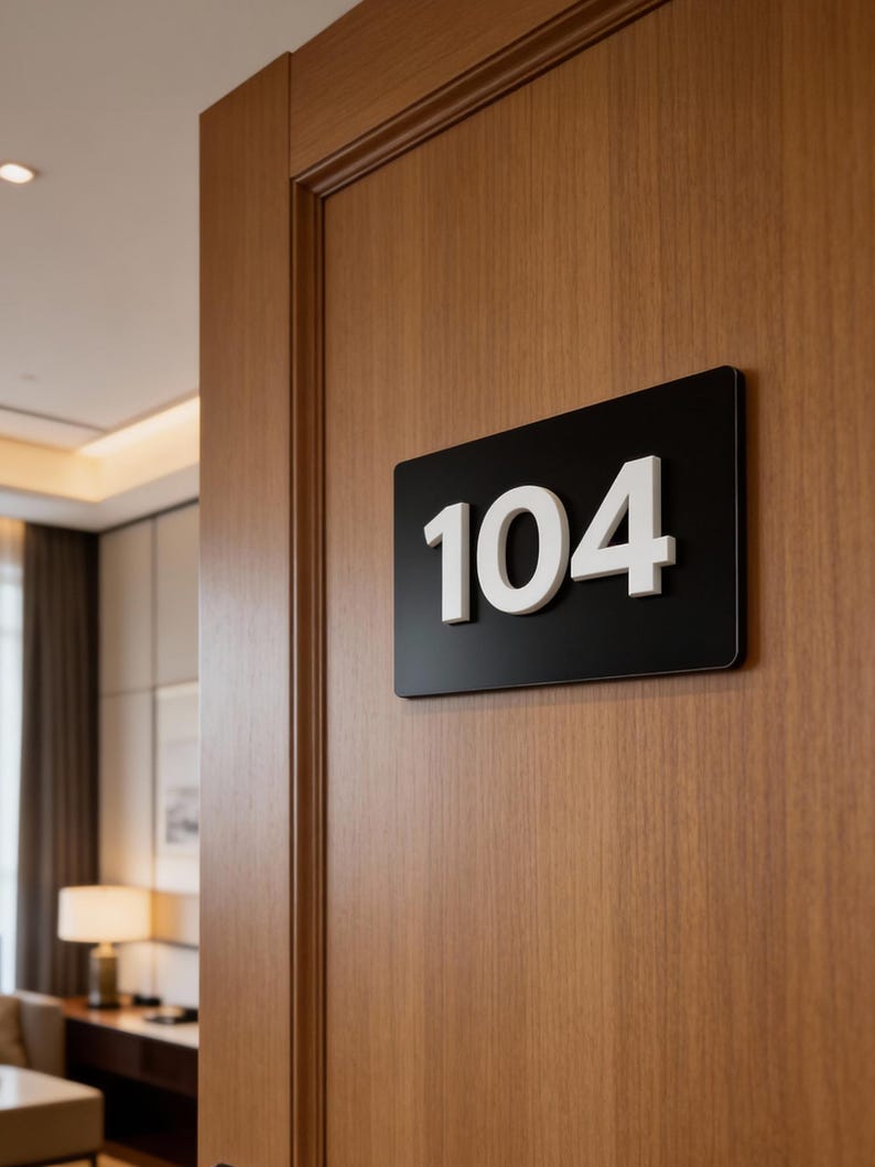 Custom Room Number Signs, Black Metal Door Number Plaque, White Acrylic ...