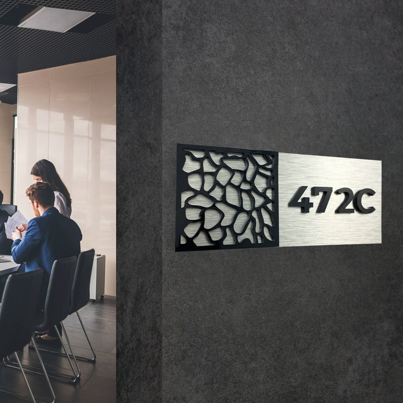 Door Label - Room Numbers Signs - Metal Number Signage - Apartment Door ...
