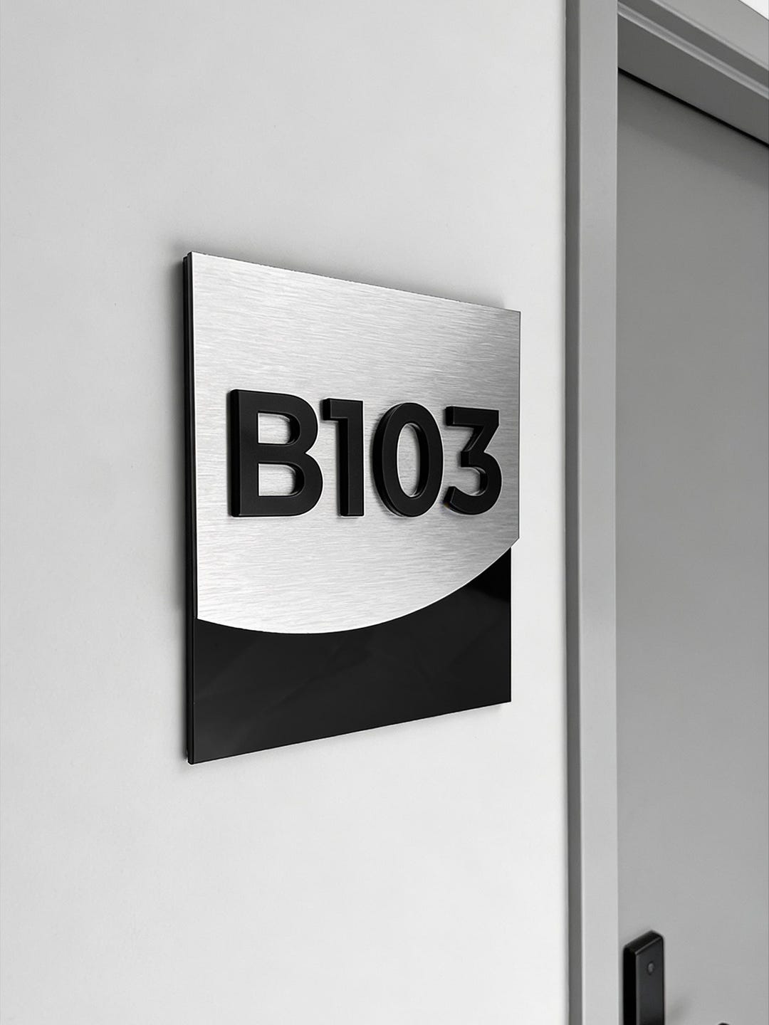 Brushed Silver Room Number Sign, Hotel Door Plaque, Custom Suite ...