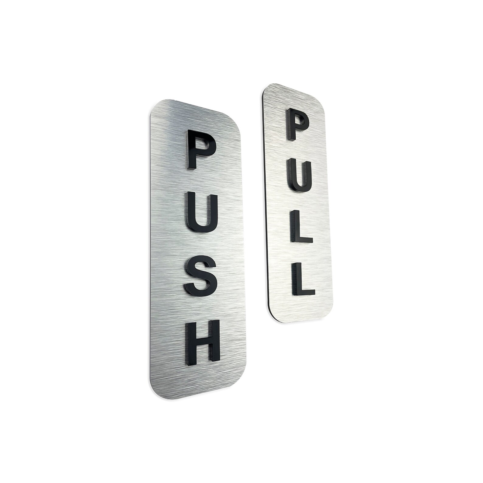 Set of 2 Push Pull Door Signs Vertical Office Doors Decals, Waterproof ...