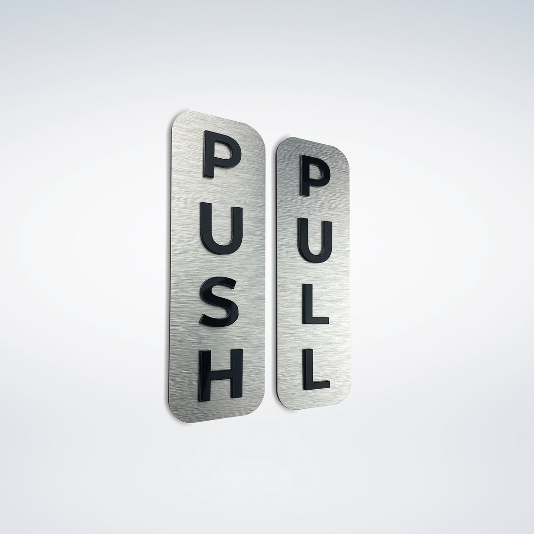 Set of 2 Push Pull Door Signs - Vertical Office Doors Decals ...