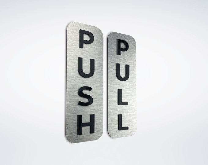 Push Pull Wooden Door Signs, Set of 2 Pull Push Signs , Vertical Office ...