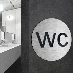 WC Bathroom Sign - Unisex Toilet Signage - Restroom Door Signs - Water ...