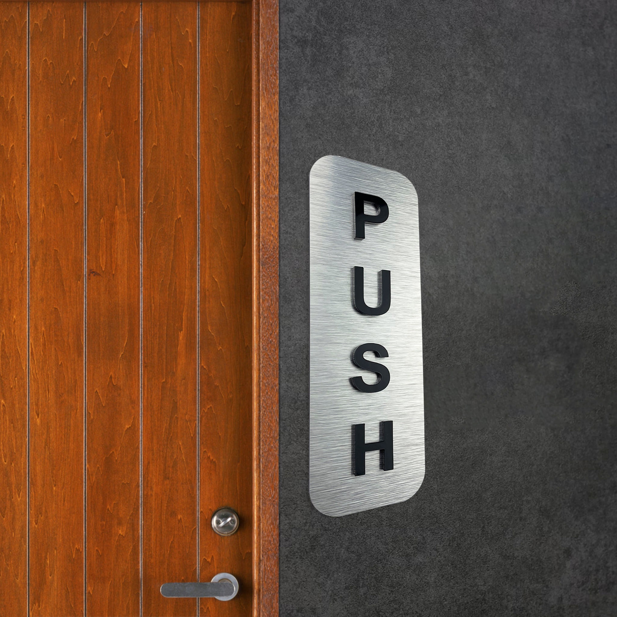 Set of 2 Push Pull Door Signs - Vertical Office Doors Decals ...
