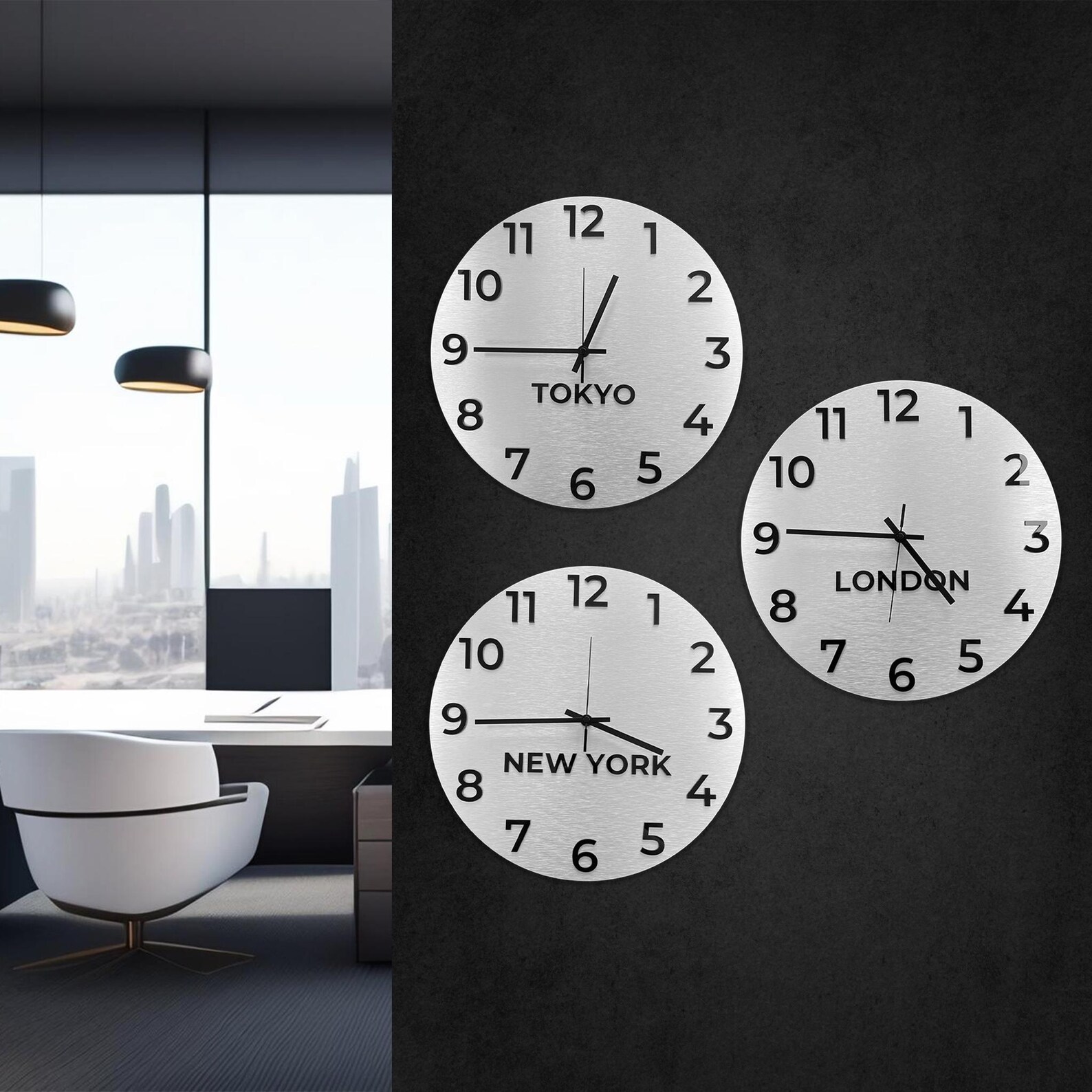 Custom Made Time Zones Clocks - Modern Time Zone Clocks - World ...