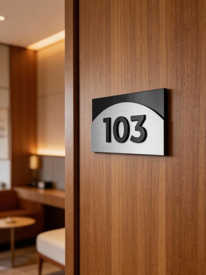 Custom 3D Layered Room Number Sign, Flow Design Hotel Door Plaque ...