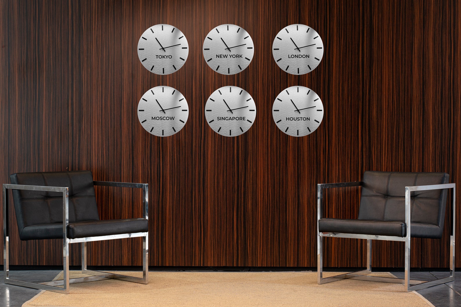 Personalized World Time Zone Clock - Modern Hotel Reception Timezone ...