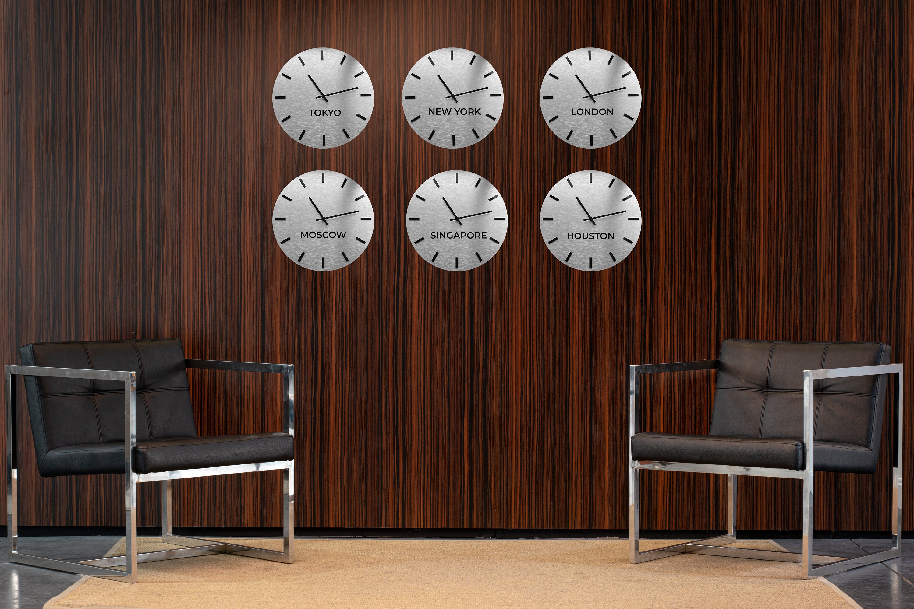 Personalized World Time Zone Clock - Modern Hotel Reception Timezone ...