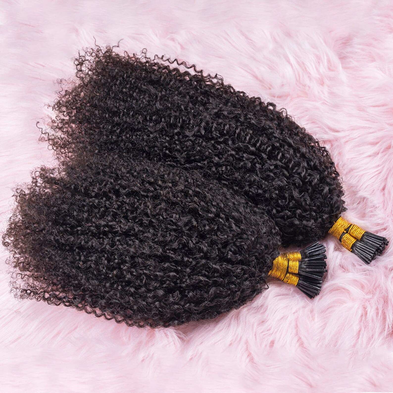 100 Strand/ Pack Microlinks Tight Curly I Tip Hair Extensions for Black ...
