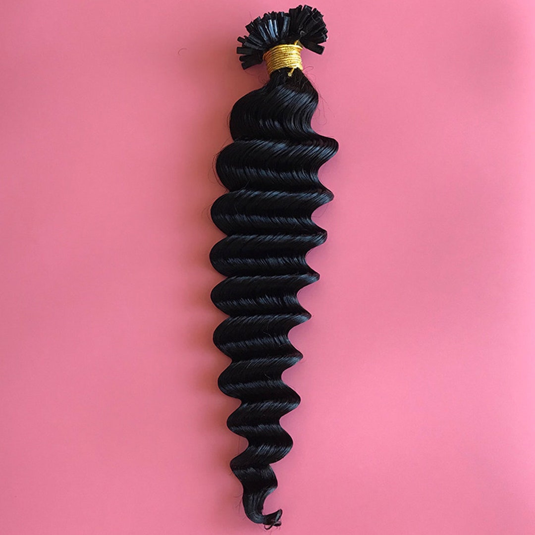 Deep Wave U Nail Tip in Human Hair Extensions Brazilian Remy Hair Pre ...