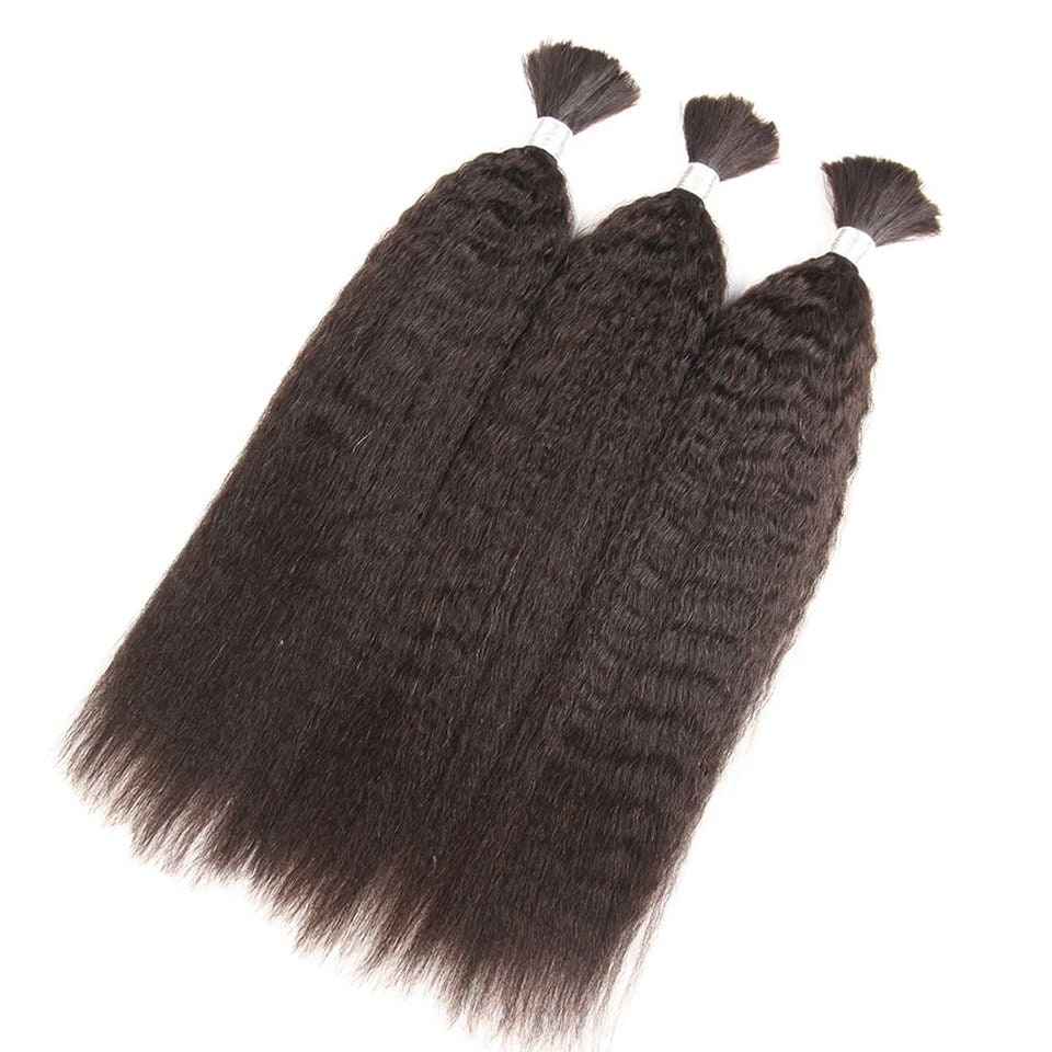 Hair Bulk Yaki Straight Human Hair Bundles Remy Brazilian Hair 1-2-3 ...