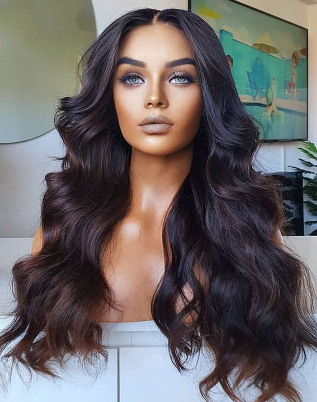 Hightlight Color Lace Front Human Hair Wigs Pre Plucked Brazilian Remy ...