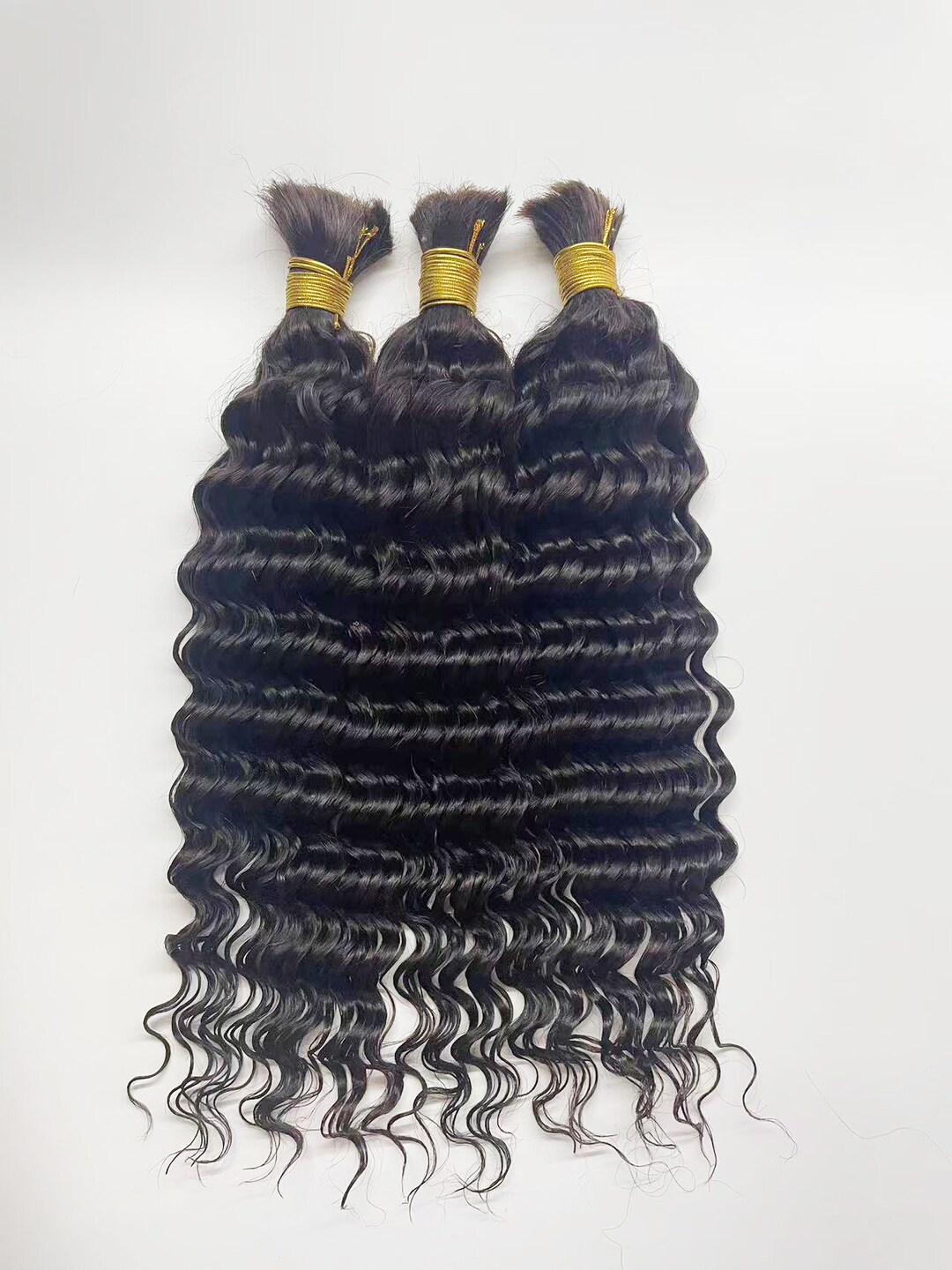 Natural Black Brazilian Remy Deep Wave Hair Bulk 1/2/3pcs/lot Wet and ...