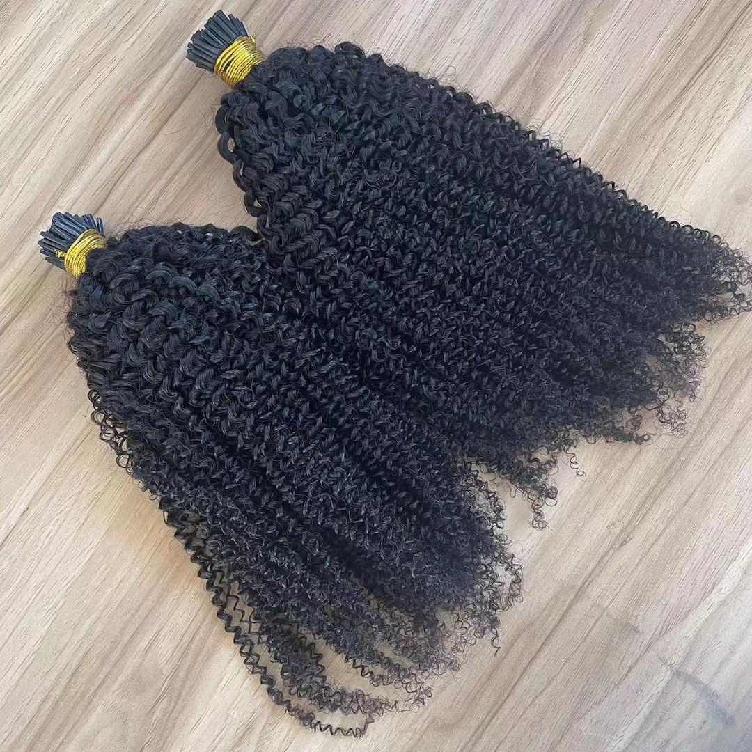 100 Strand/ Pack Micro Links Kinky Curly I Tip Hair Extensions for ...