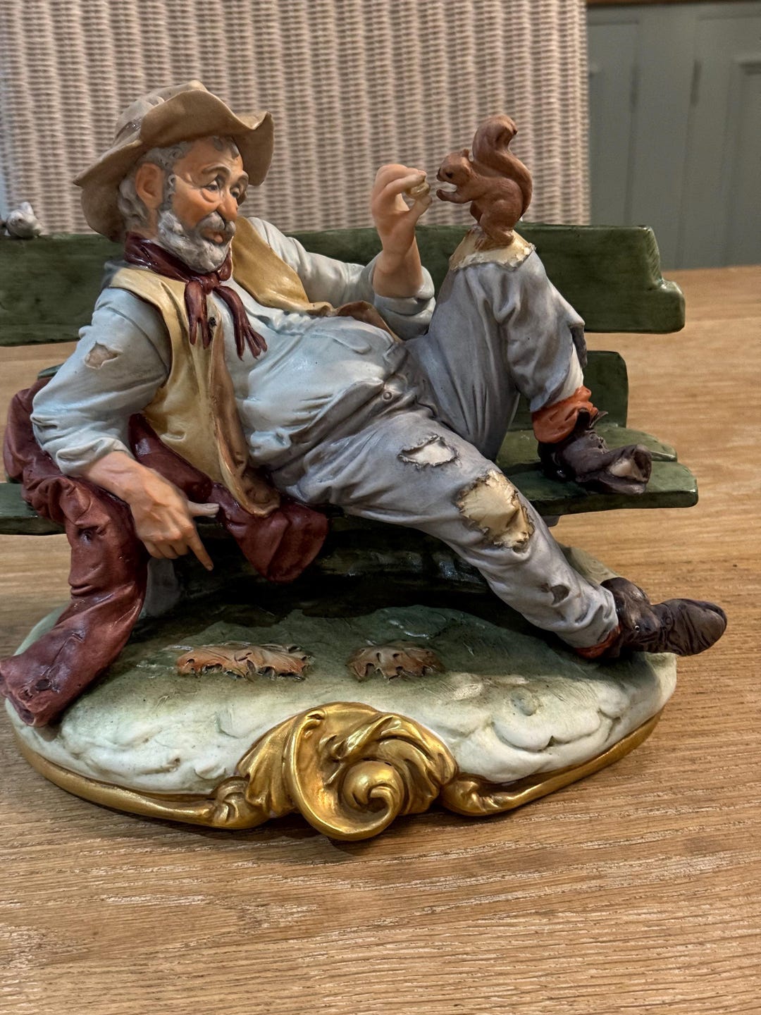 Brune Meli Artist of Amazing Capo De Monte Figurine of Tramp on a Bench ...