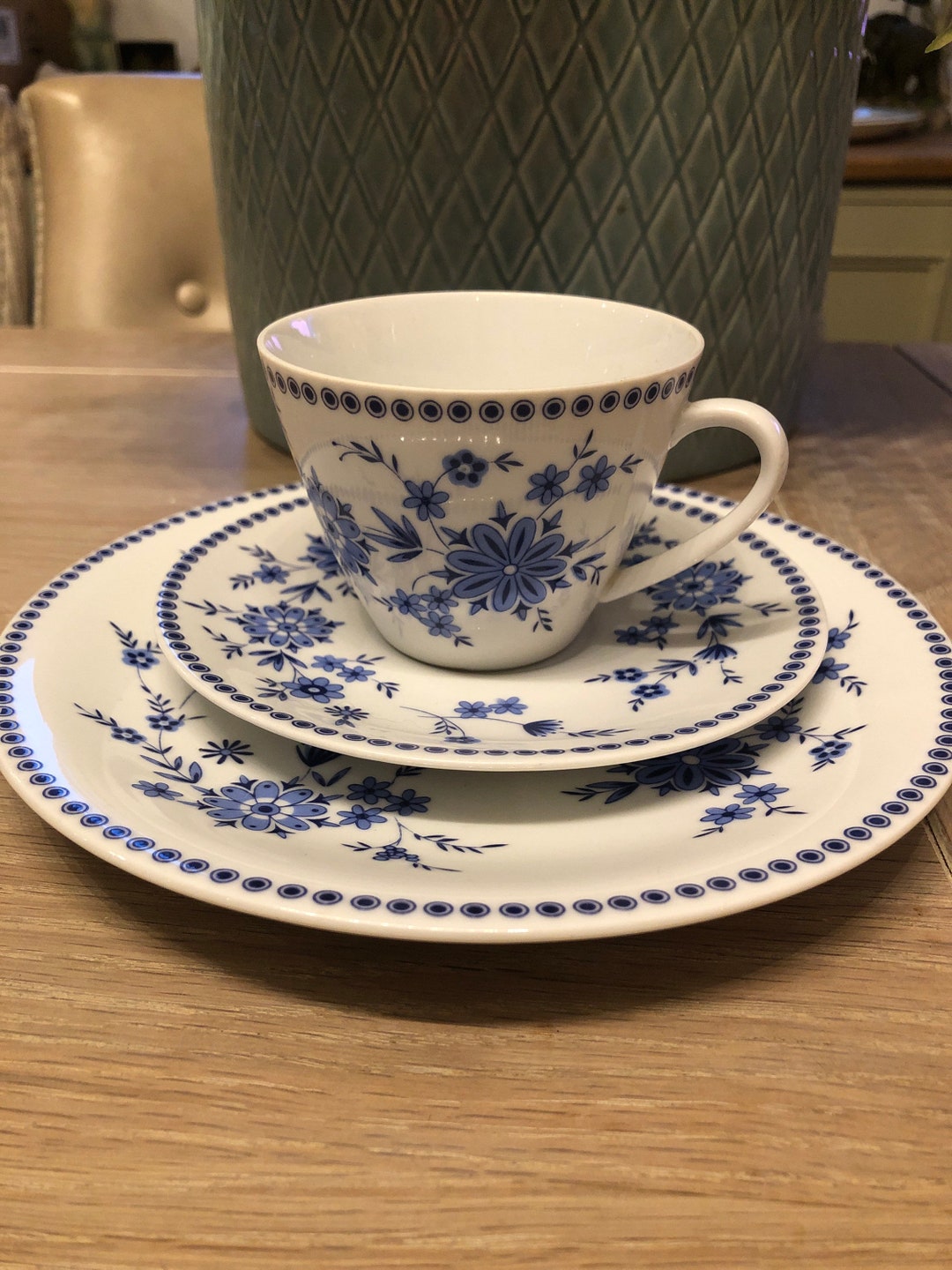 Bavarian Porcelain Cup Saucer and Side Plate Trio in Perfect Condition ...