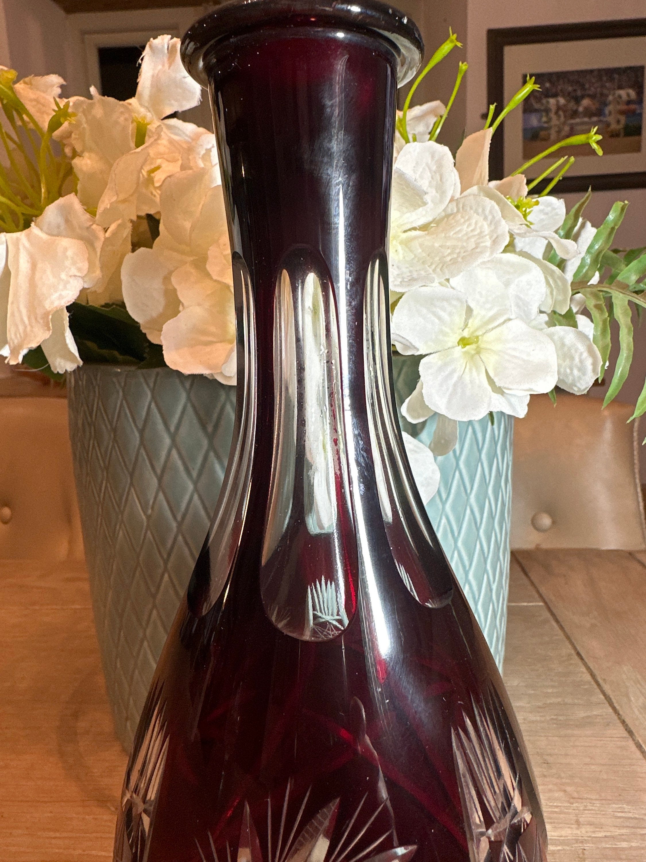 Crystal Glass Claret Red Cut Glass Decanter in Very Good - Etsy