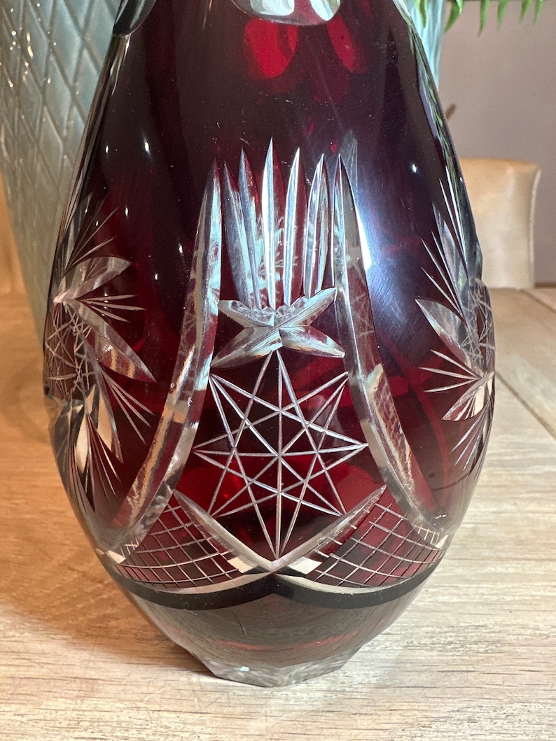 Crystal Glass Claret Red Cut Glass Decanter in Very Good - Etsy