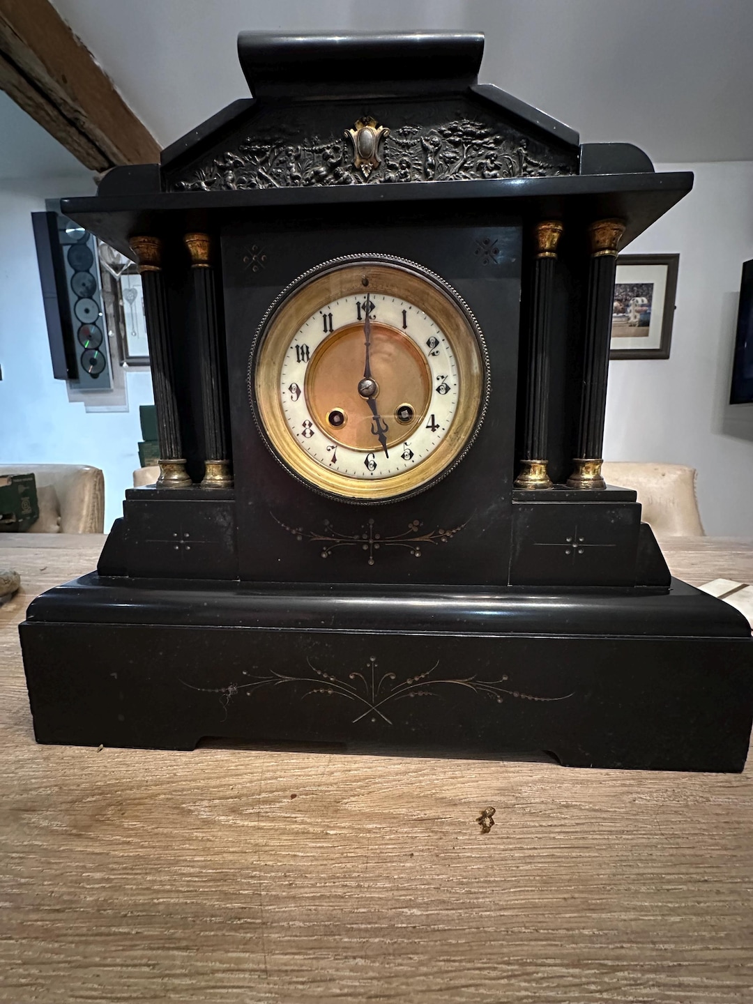 Antique Double Pillar Marble Clock - Etsy