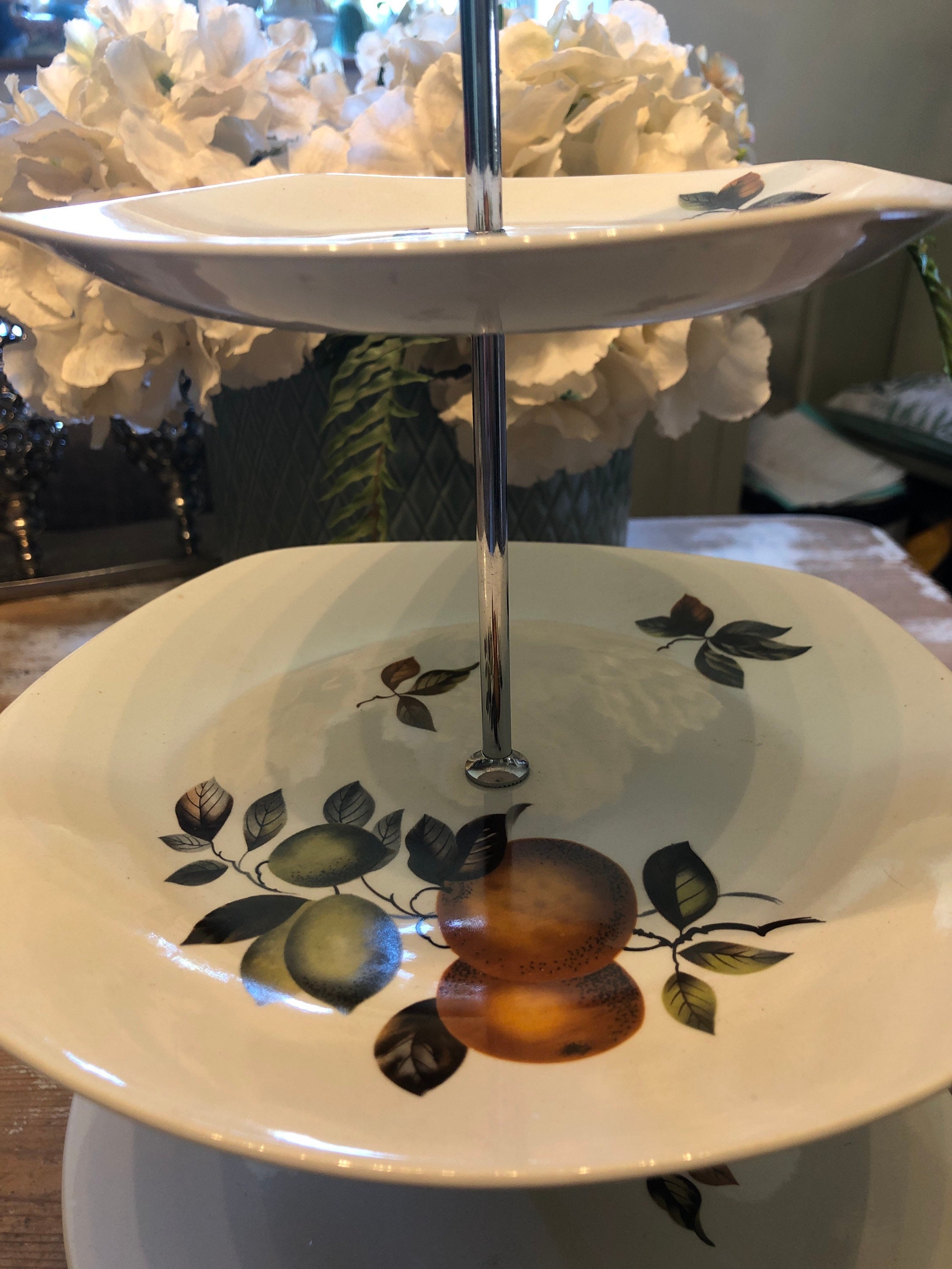 Midwinter style craft 3 tier cake stand with orange and lime | Etsy