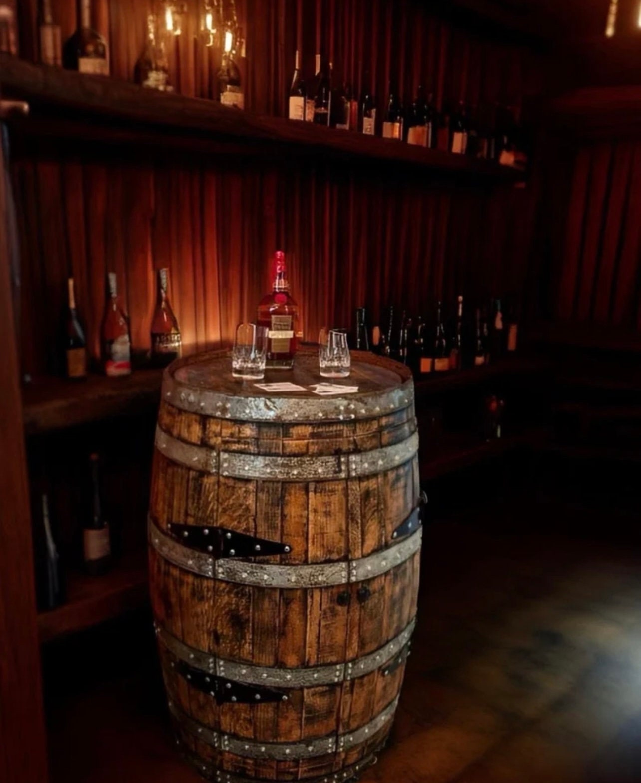 Handcrafted 50 Bottle Whiskey Cabinet Whiskey Barrel Bar Home Bar ...