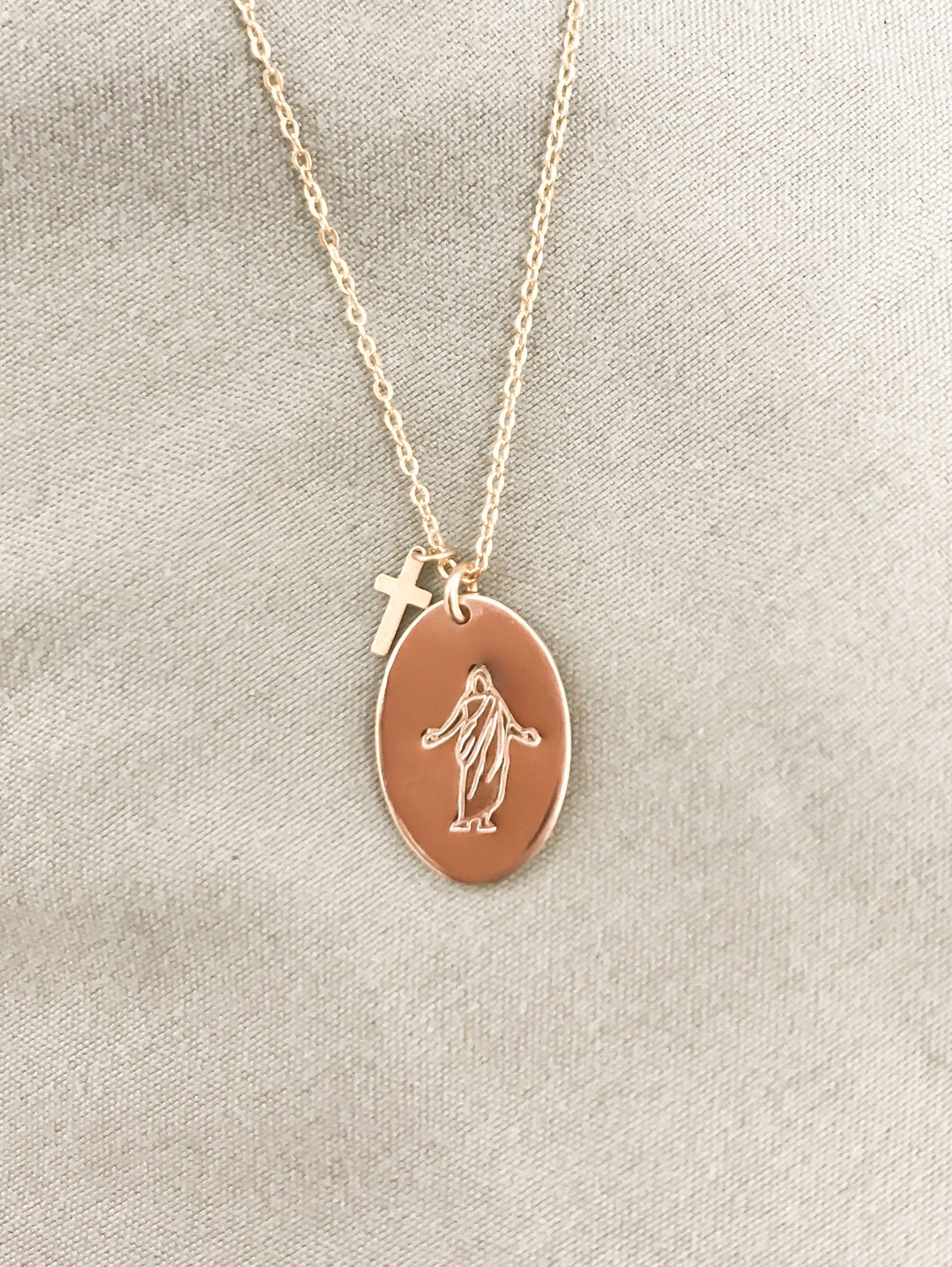 Christus With Small Cross Pendant, Jesus Christ Necklace, Savior ...