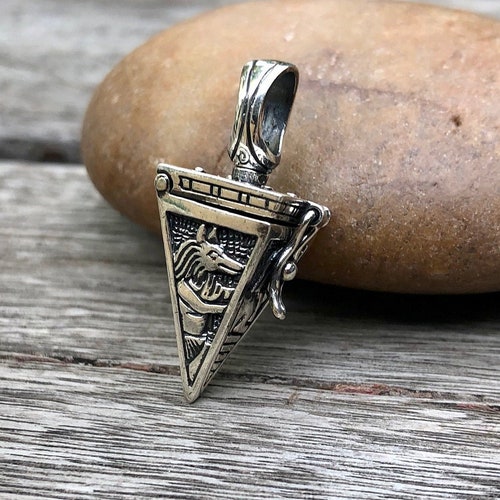 Egyptian Pyramid Locket Pendant STERLING SILVER 925 Anubis | Etsy