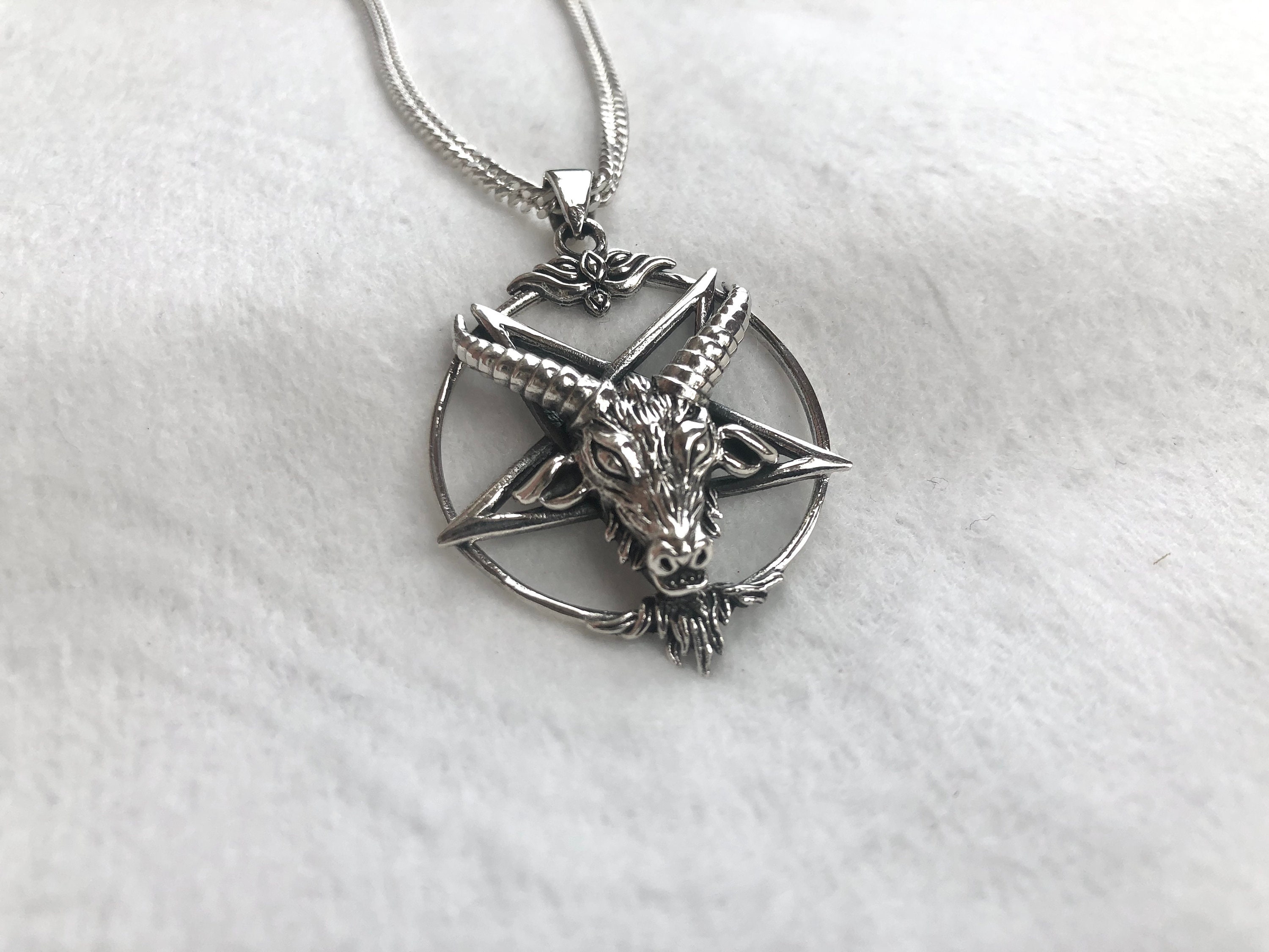 Goat Head Pentagram Sterling Silver Pendant 925 Satanism Goat | Etsy