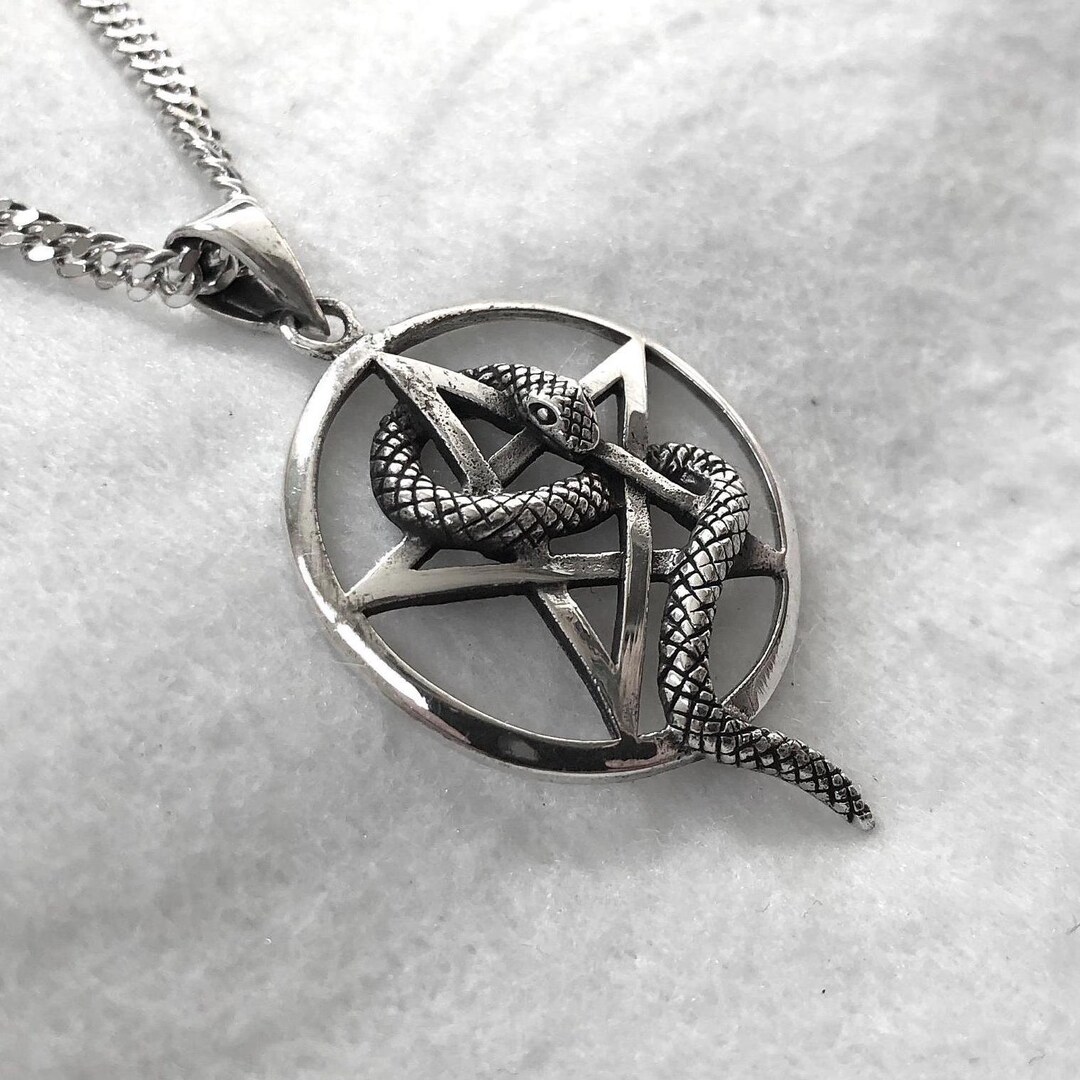 Handcrafted 925 Sterling Silver Pentagram Ouroboros Snake Pentacle ...