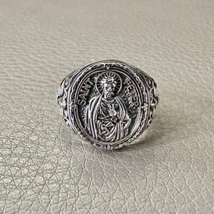 Handcrafted 925 Sterling Silver Saint Peter Ring Christian Jesus Christ ...