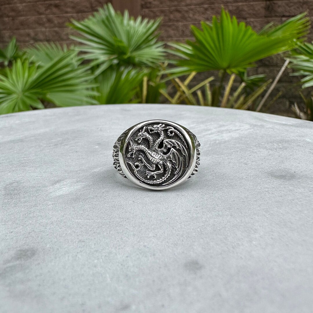 Handcrafted 925 Sterling Silver Hydra Dragon Ring, Dragon Scale, Greek ...