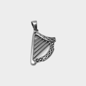 Handcrafted 925 Sterling Silver Irish Celtic Harp Pendant Necklace ...