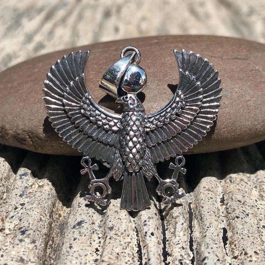Handcrafted 925 Sterling Silver Ra Egyptian Sun God Falcon Pendant ...